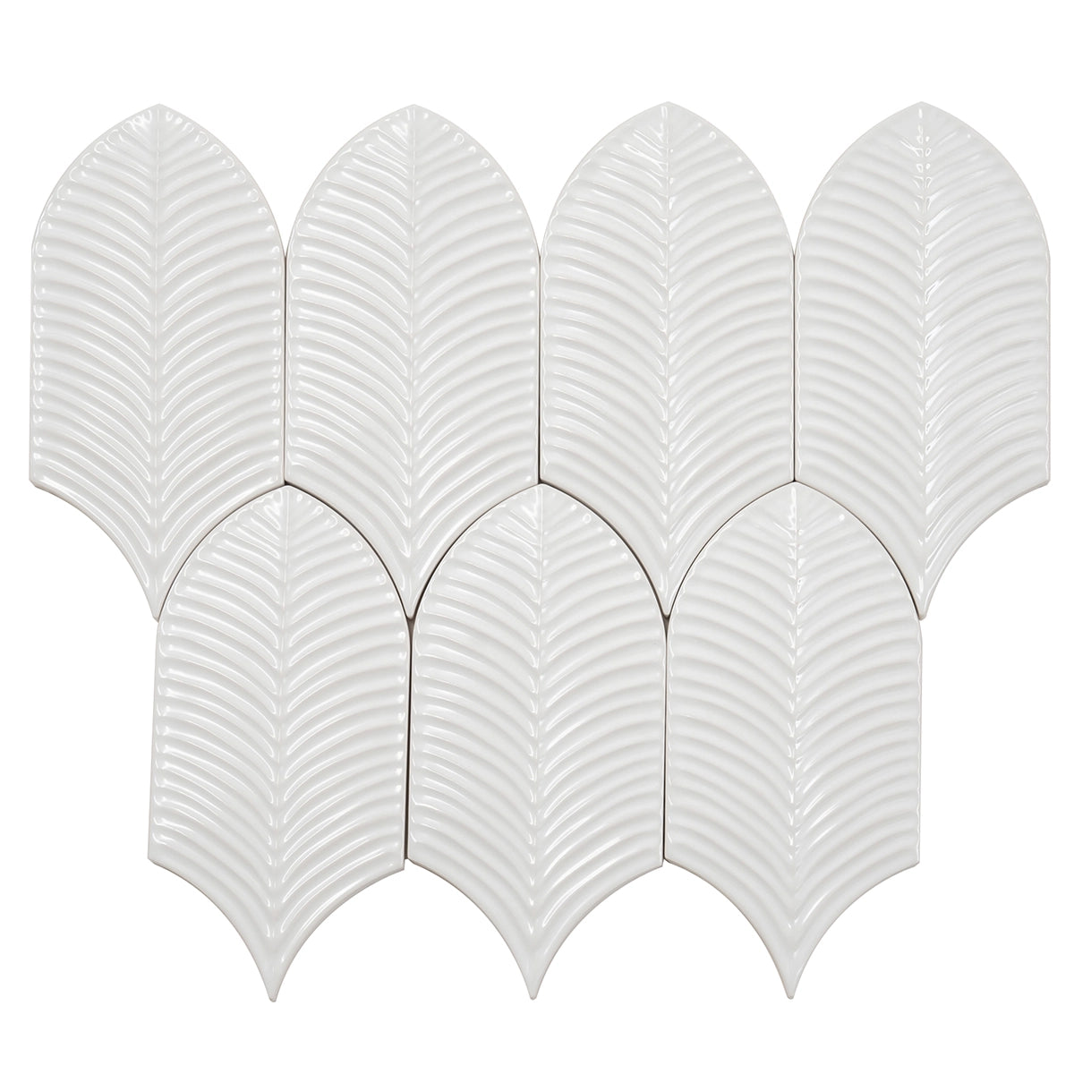 Plume White Feather Handmade Ceramic Tile | Tile Club