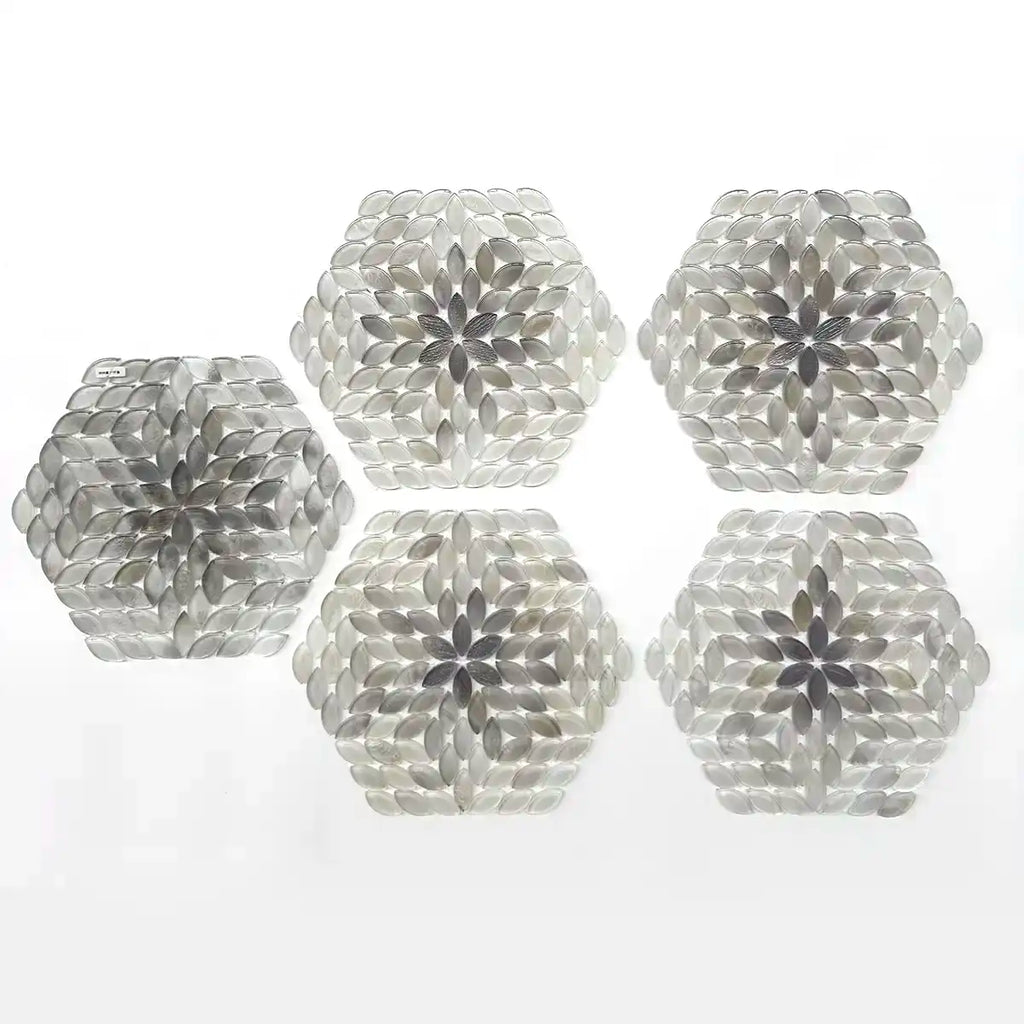 Wildflower Petals Gray Glass Mosaic Tile | Tile Club