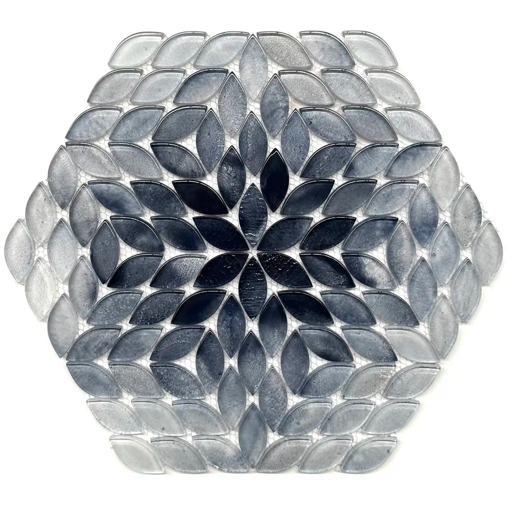 Wildflower Petals Blue Glass Mosaic Tile | Tile Club