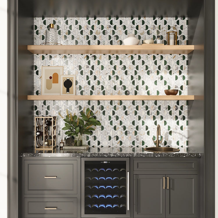 Geometria Marble Eclipse Moon Mosaic Tile | Tile Club