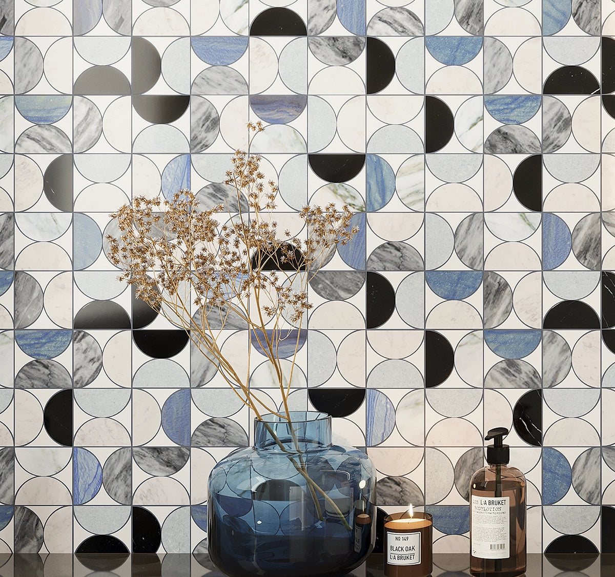 Geometria Marble Semi Moon Mosaic Tile | Tile Club