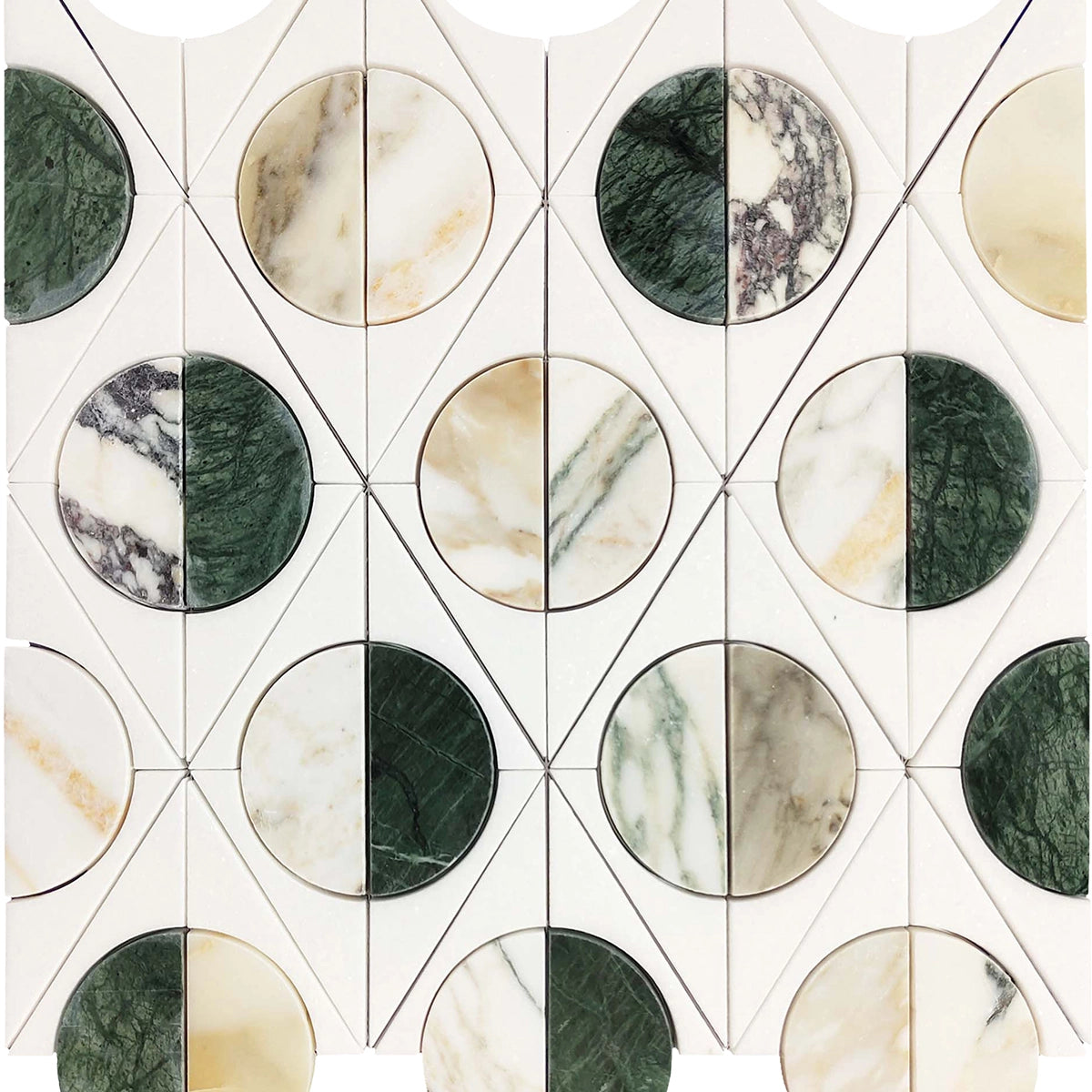 Geometria Marble Eclipse Moon Mosaic Tile | Tile Club