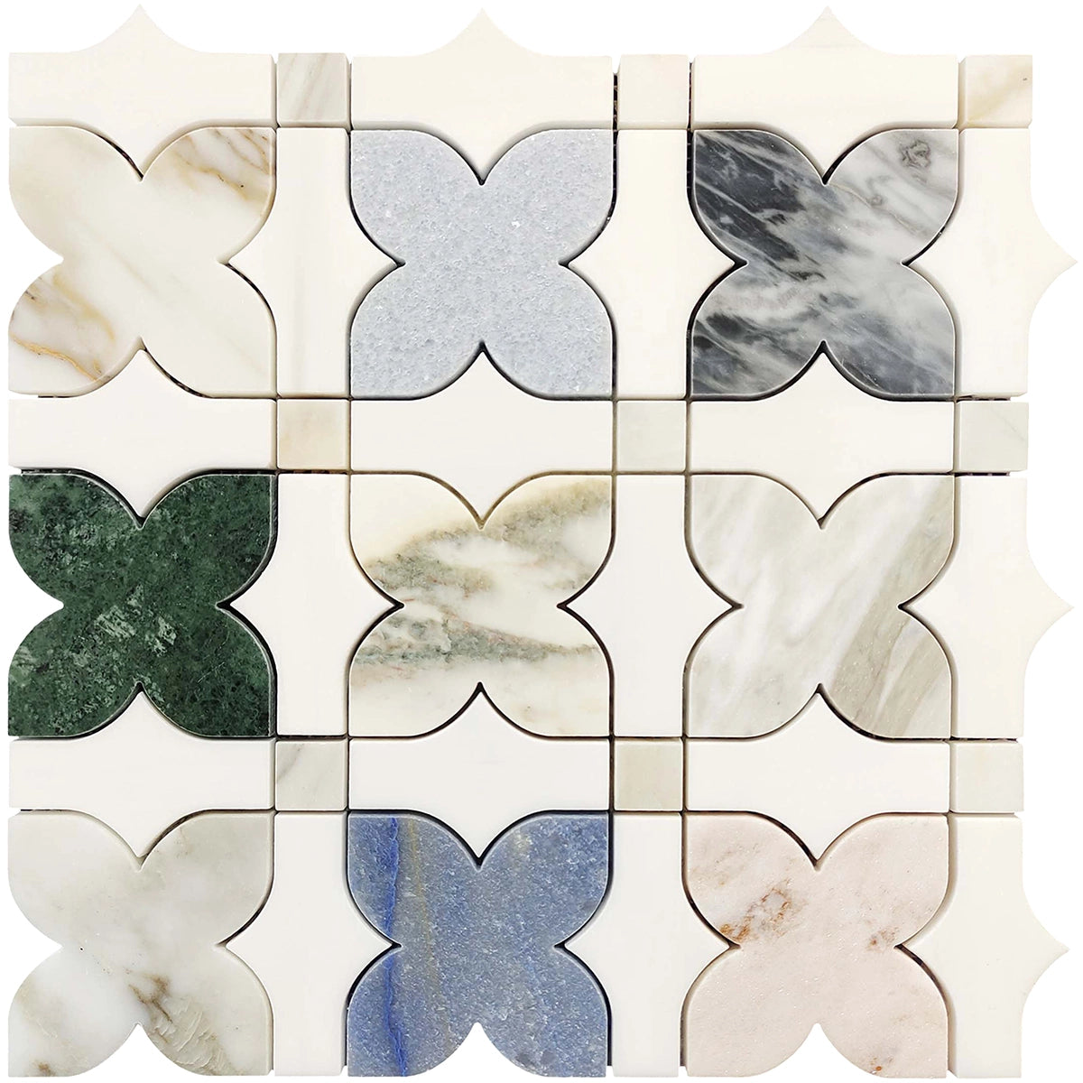 Geometria Marble Multicolor Stars Mosaic Tile | Tile Club