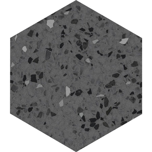 Graphite Gray Terrazzo Hex Porcelain Tile Sample Swatch | Free Shipping ...