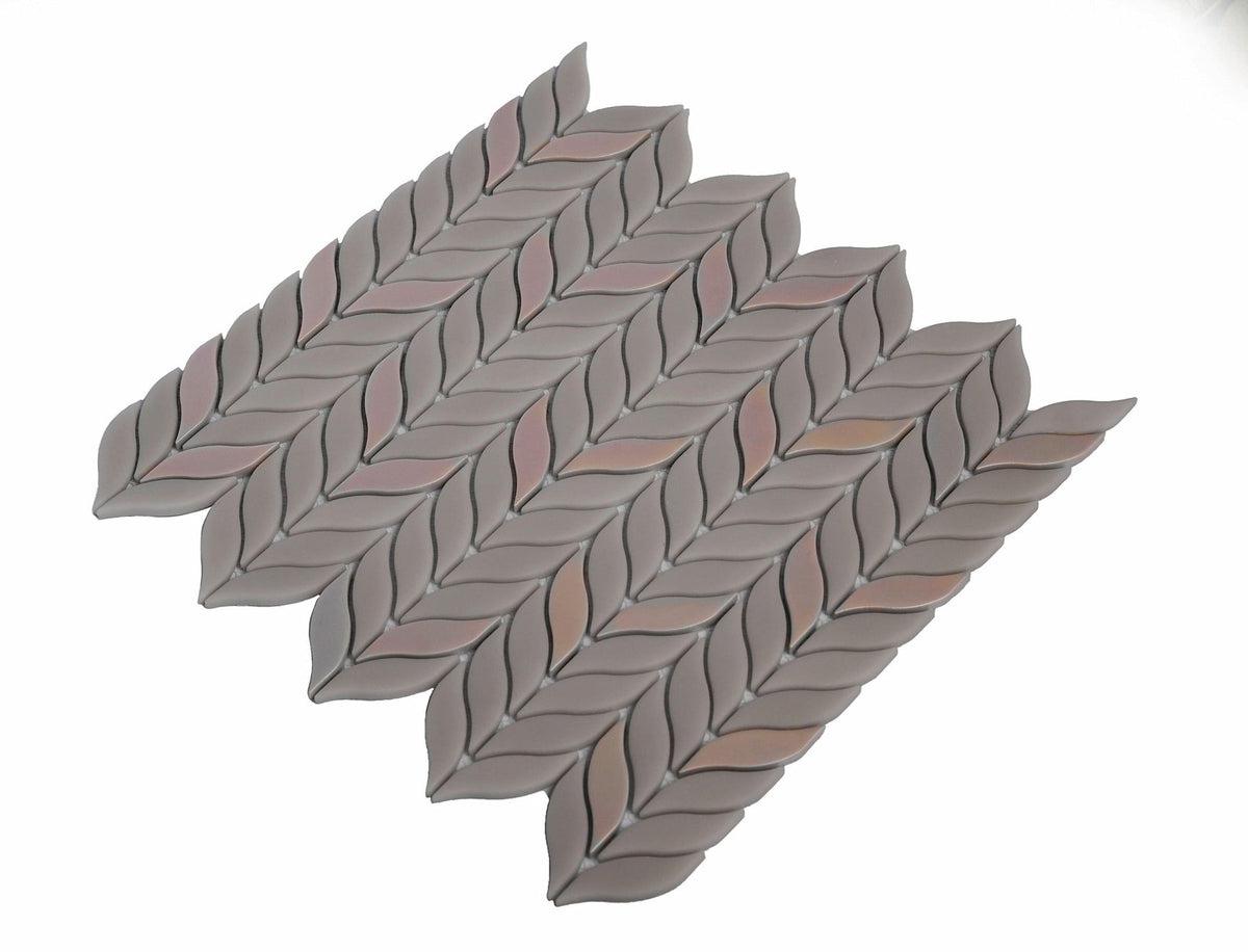 Green Leaf Recycled Glass Mosaic Tile | Sustainable Home Decor