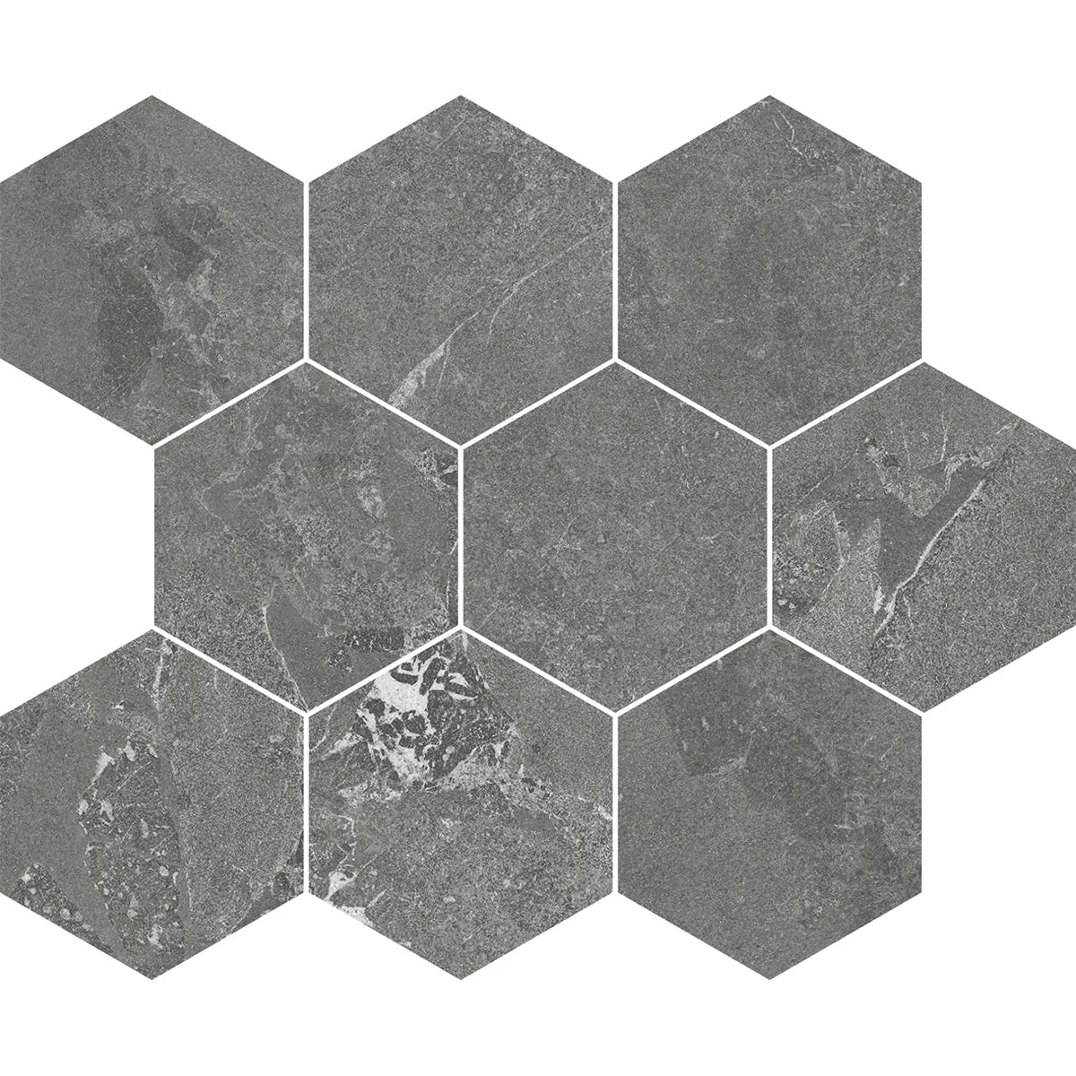 Hoover Graphite Marble 10x12 Porcelain Hexagon Mosaic Tile Sample ...