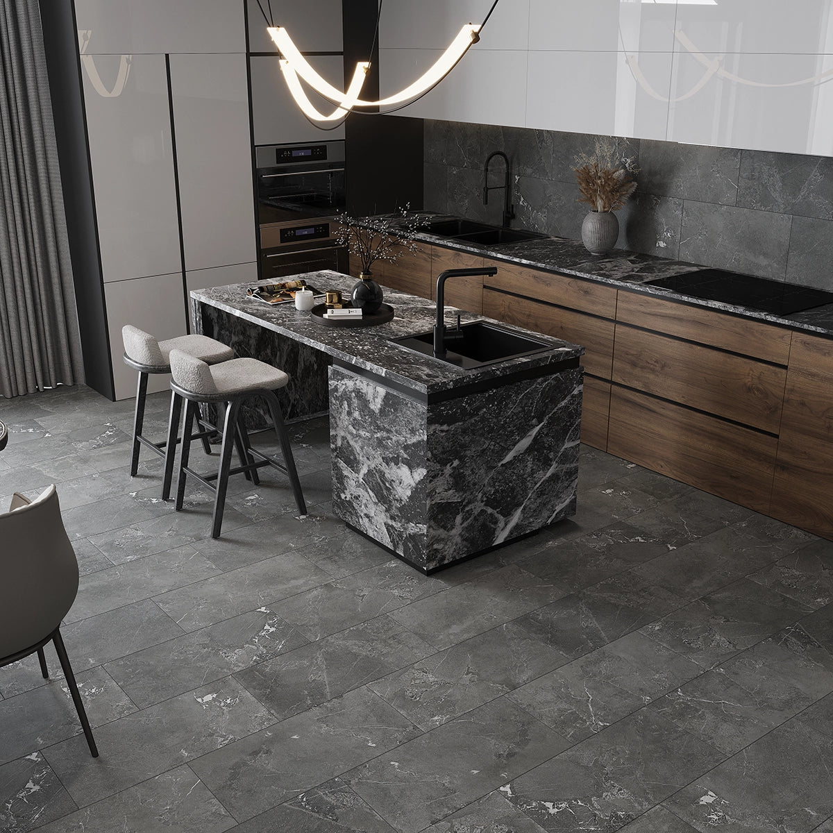 Hoover Graphite Marble 12x24 Porcelain Tile | Tile Club