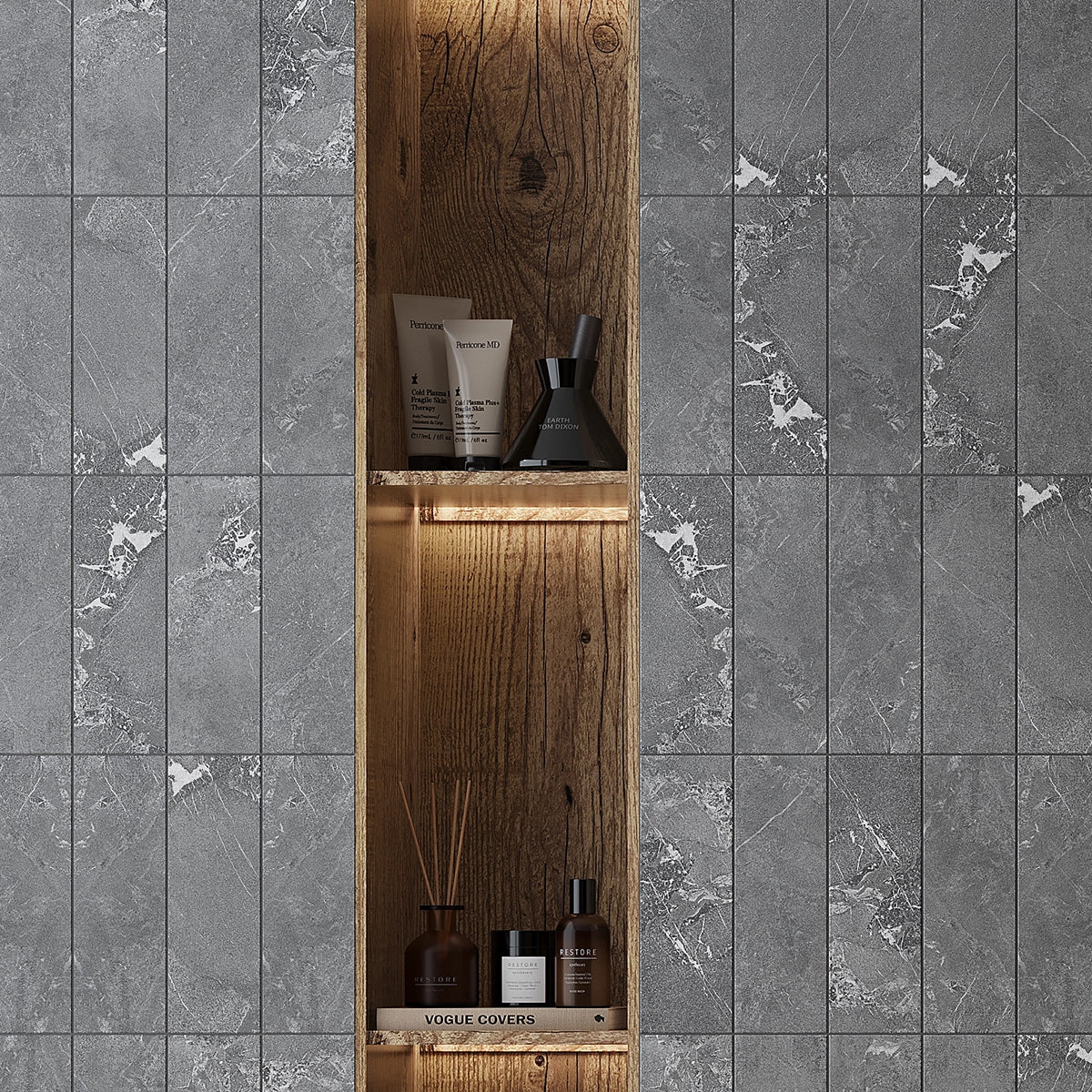 Hoover Graphite Marble 4x12 Porcelain Tile | Tile Club