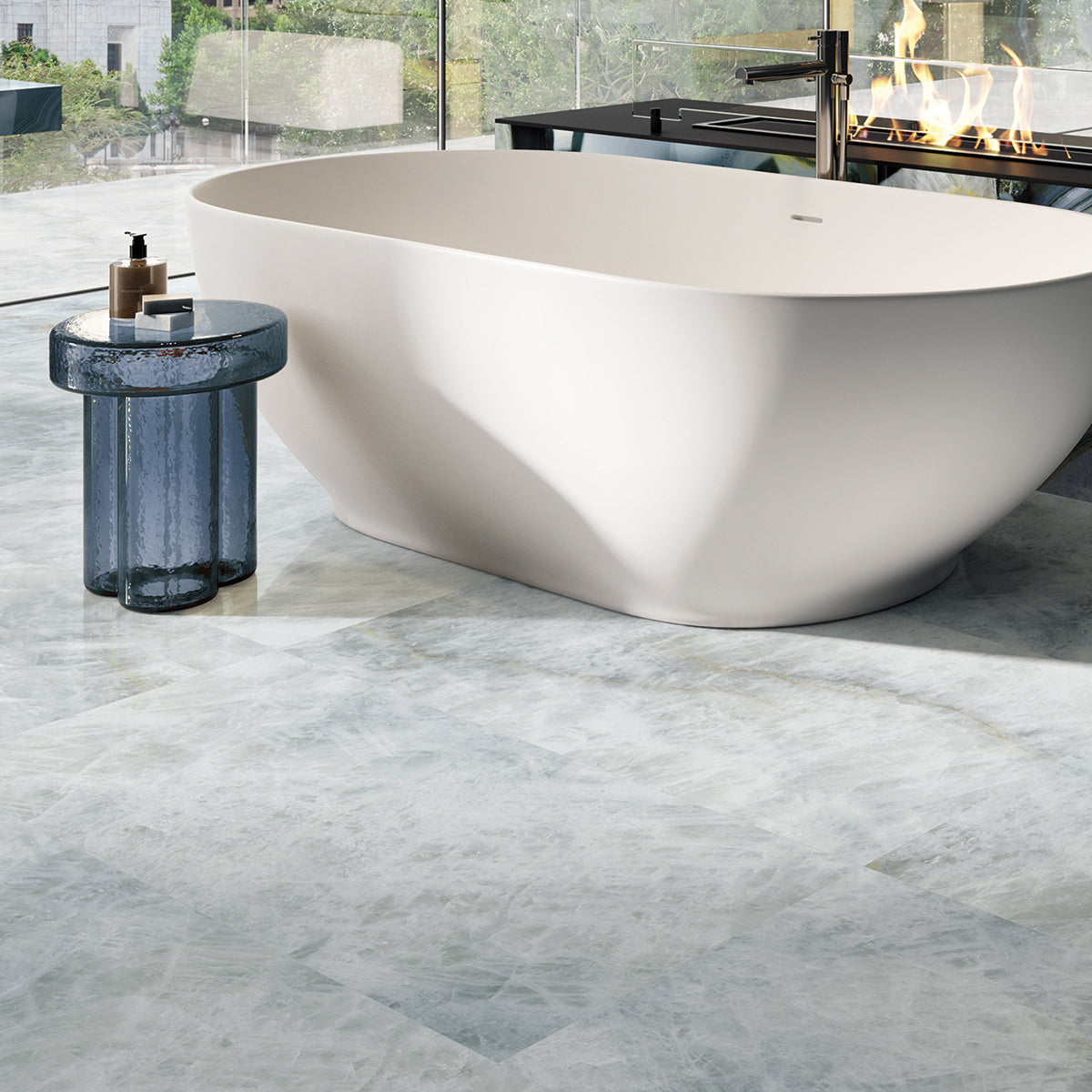 Emporio Quartz Blue 24x48 Porcelain Tile | Gem-Look Floors and Walls