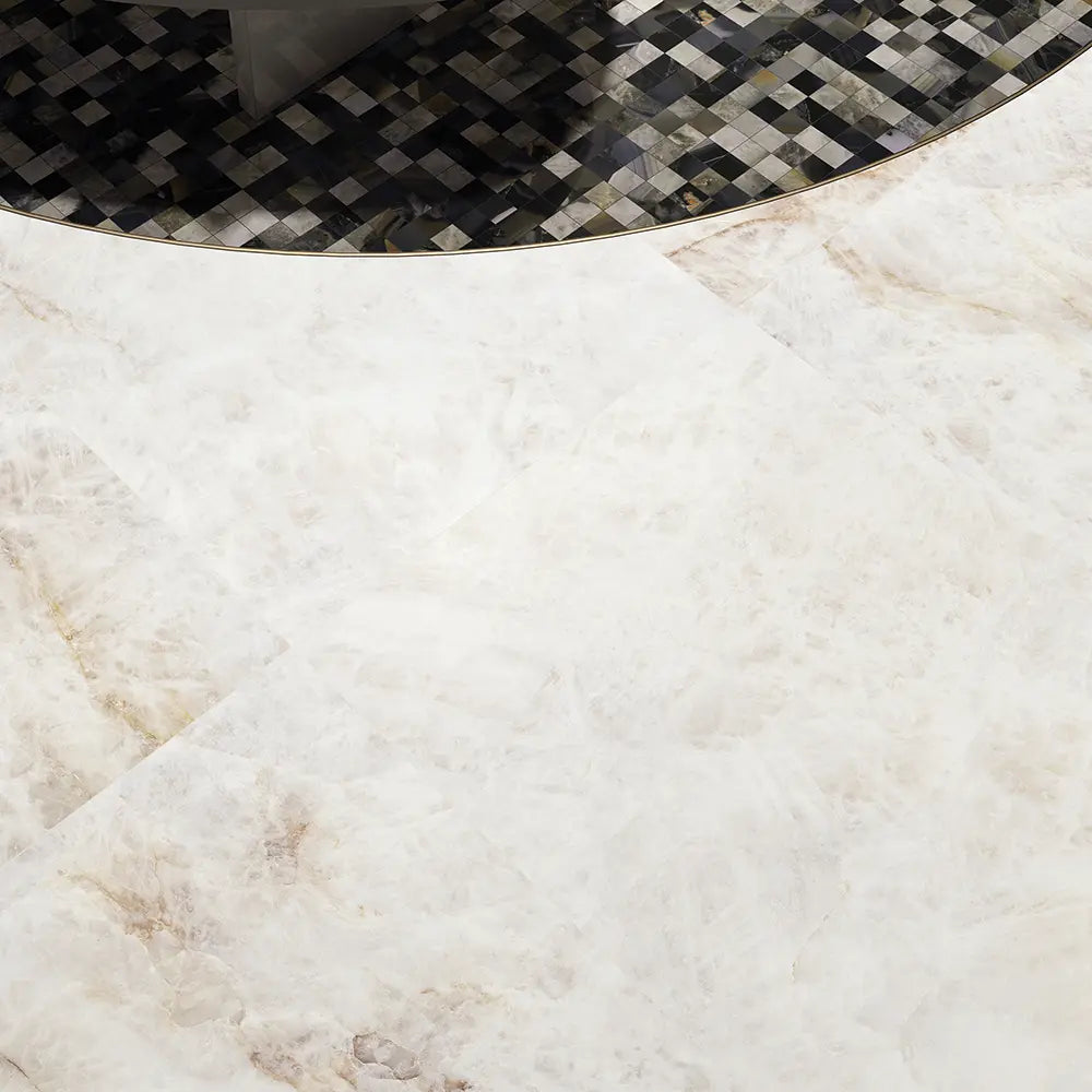 Emporio Quartz White 24x48 Porcelain Tile | Gem-Look Floors and Walls