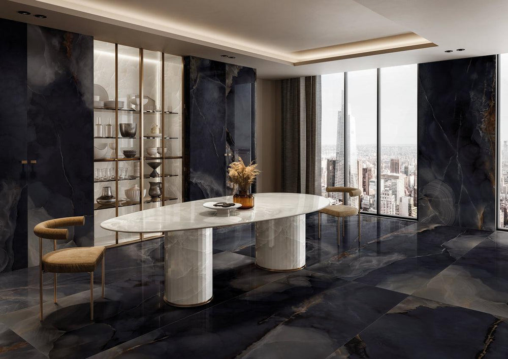 Emporio Black Onyx Large-Format Porcelain Tile 24x48 | Slab Tiles ...