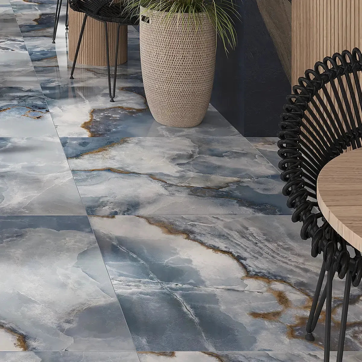 Emporio Blue Onyx Large-Format Porcelain Tile 36x36 | Slab Tiles ...