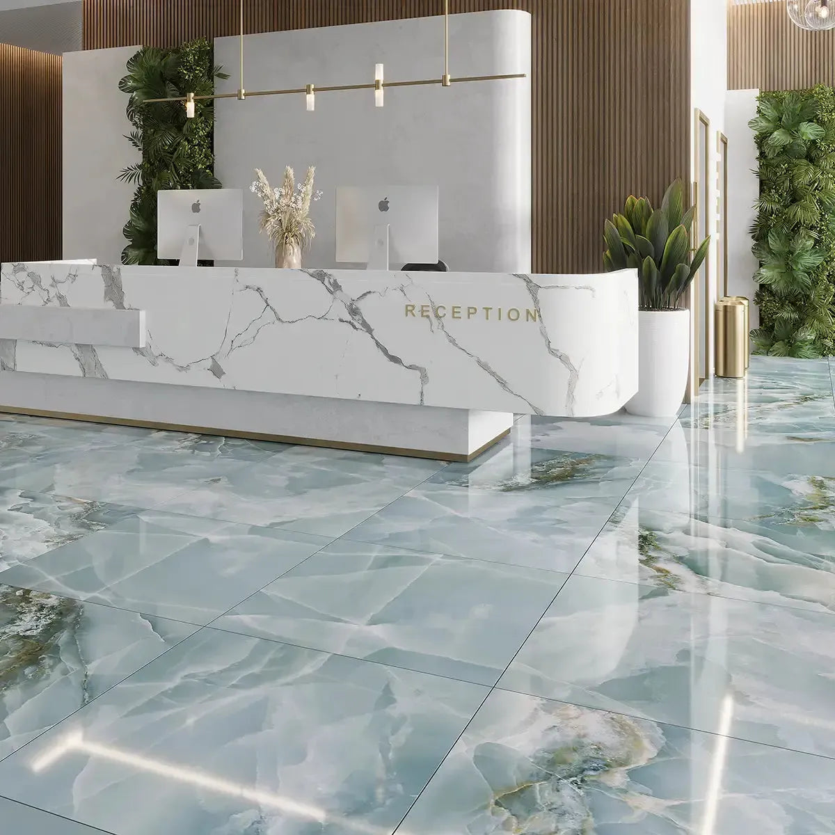 Emporio Green Onyx Large-Format Porcelain Tile 36x36 | Slab Tiles ...