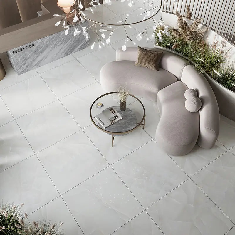 Emporio White Onyx 36x36 Gemstone Porcelain Tile | Floor, Wall