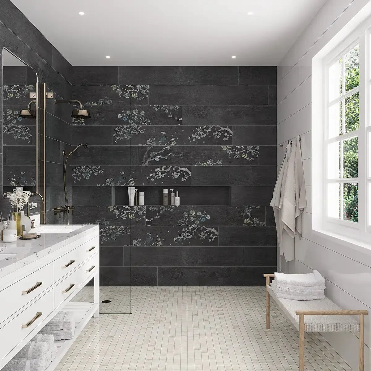 Kasai Notte Sakura 10x60" Rectified Porcelain Tile | Hardwood-Look ...