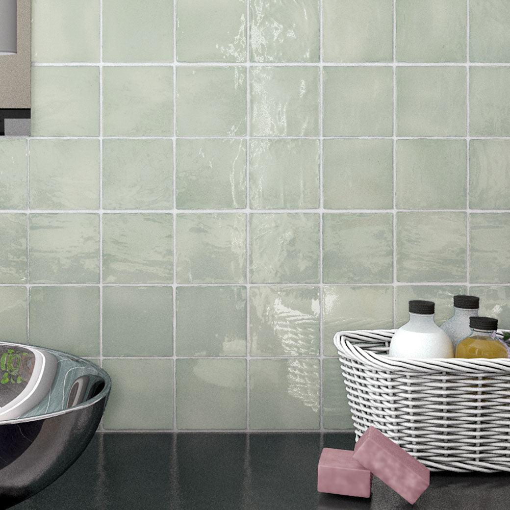 Lake Mint Ceramic Square Tile 4x4 | Tile Club