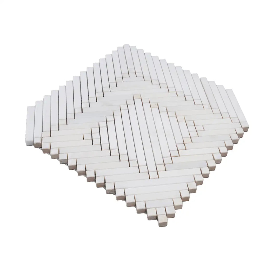 Santorini Geometric White Marble Mosaic Tile | Tile Club