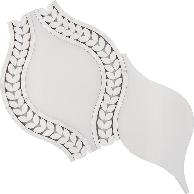 Santorini White Shell Laurel Marble Mosaic Tile | Tile Club