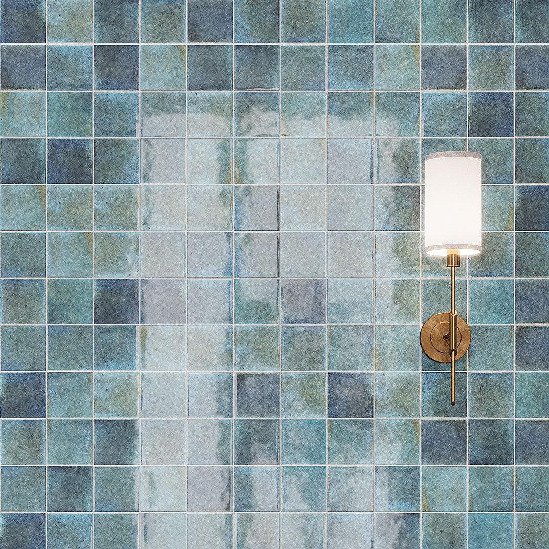 Luna Sky 4x4 Ceramic Square Tile Backsplash and Shower