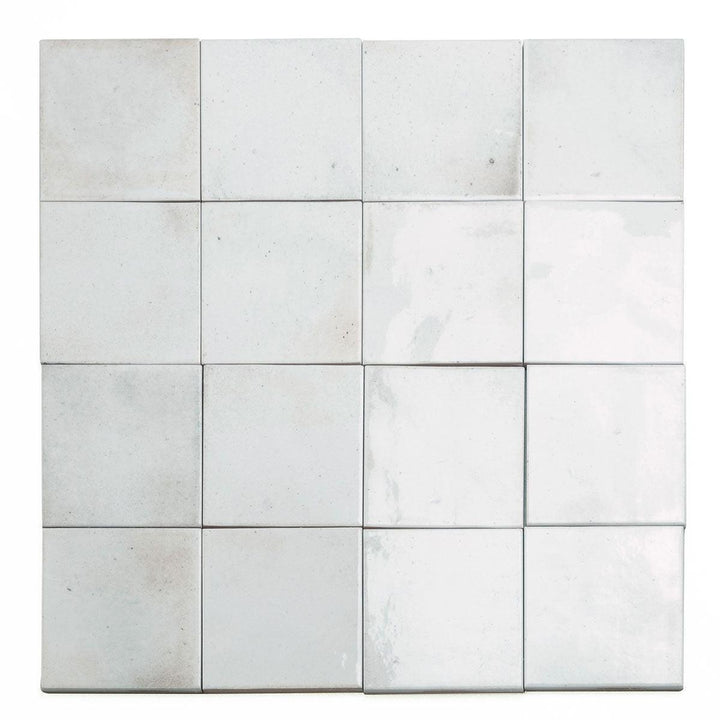 Luna White 4x4 Ceramic Square Tile Backsplash and Shower
