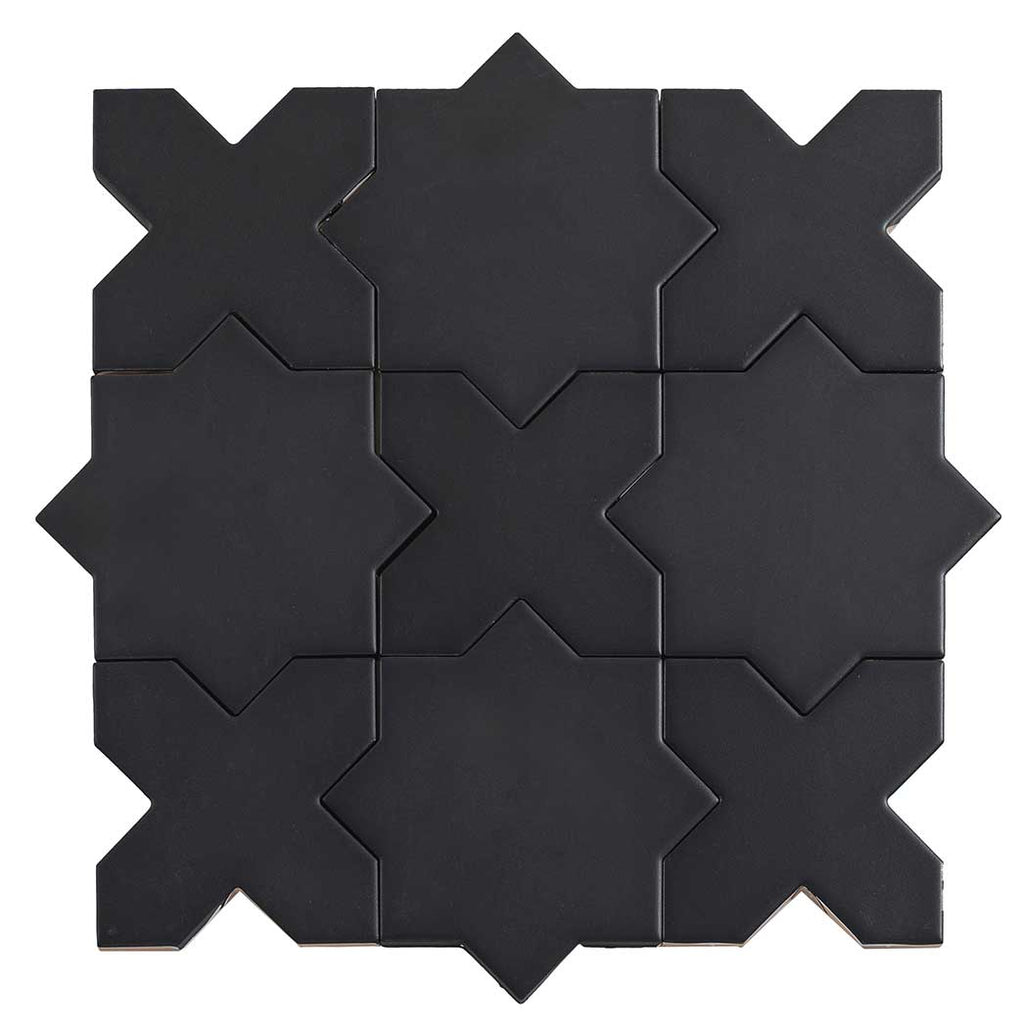Santa Barbara Black Cross Ceramic Tile | Star and Cross Pattern Tile ...