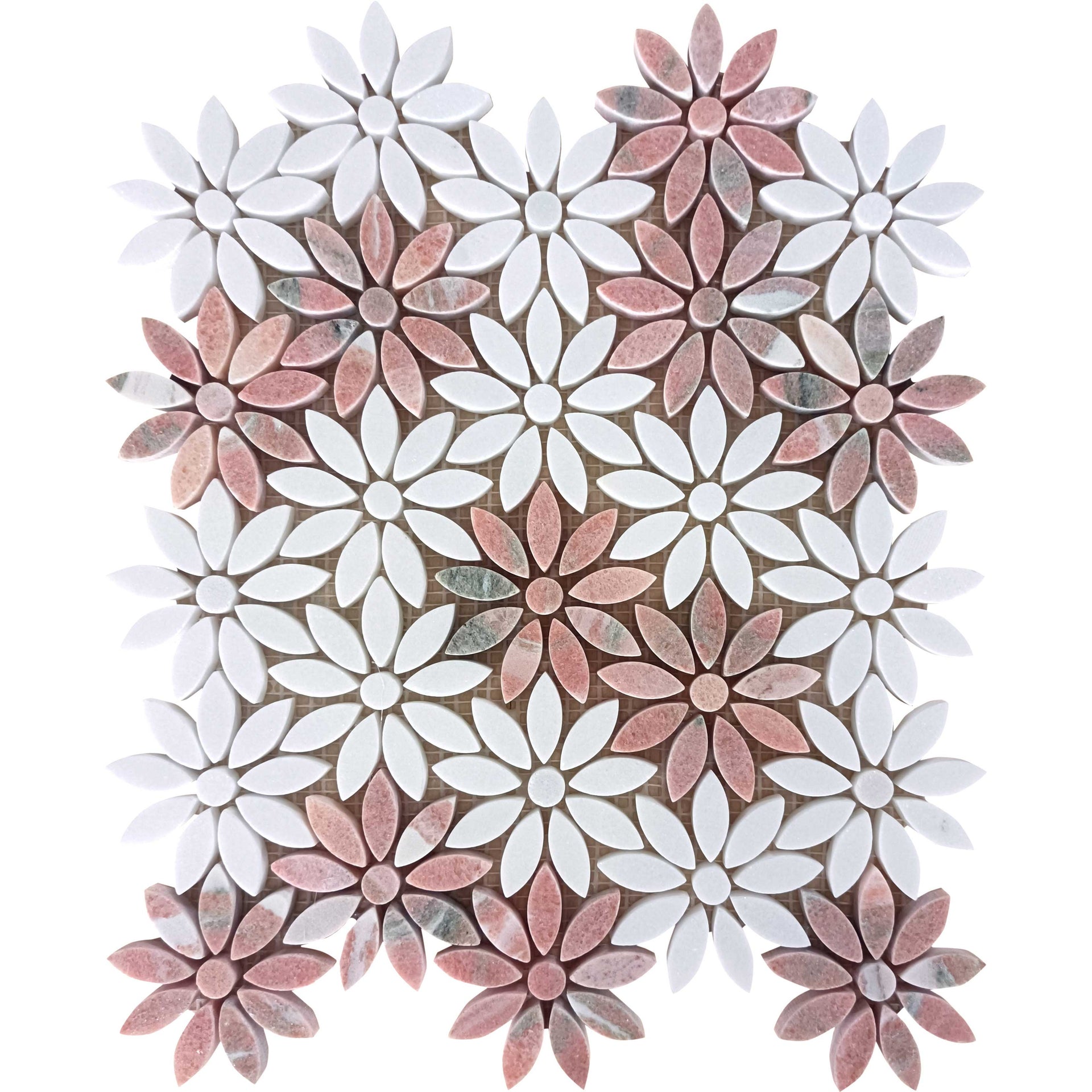 Meadow Norwegian Rose Flower Marble Mosaic Tile | Flower Wall and Floor ...