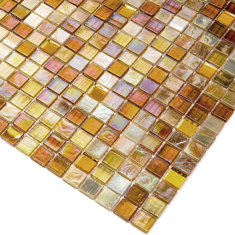 Mixed Glistening Gold Glass Tile | Colorful Shower, Pool, Backsplash