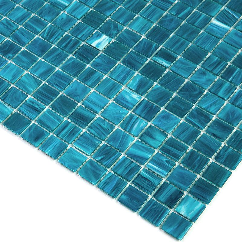 Ocean Blue Mixed Squares Glass Pool Tile | Colorful Backsplash, Shower ...