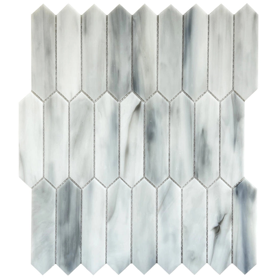 White Opal Picket Glass Mosaic Sample Swatch | Preview Tiles at Home