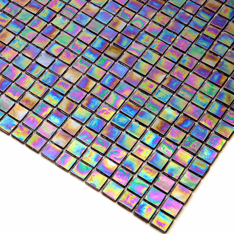 Pearlescent Oil Slick Squares Glass Tile