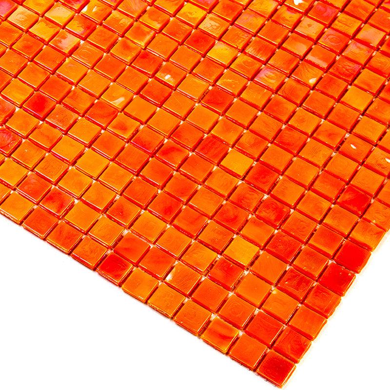 Pearlescent Orange Cream Squares Glass Pool Tile | Elegant Wall, Backsplash