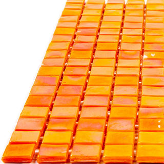 Pearlescent Orange Cream Squares Glass Pool Tile Sample Swatch | Free ...