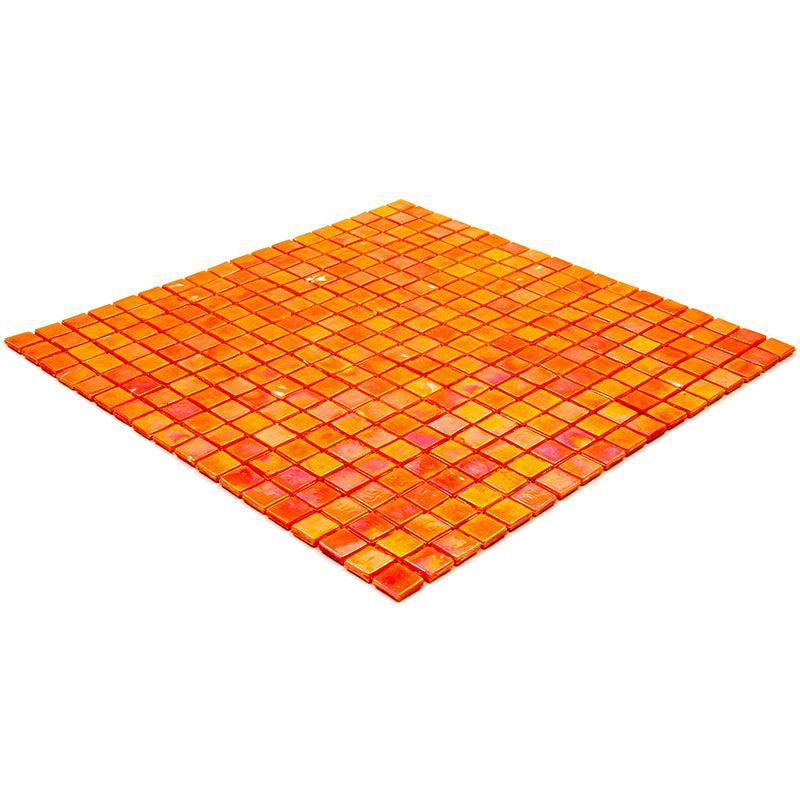 Pearlescent Orange Cream Squares Glass Pool Tile | Elegant Wall, Backsplash
