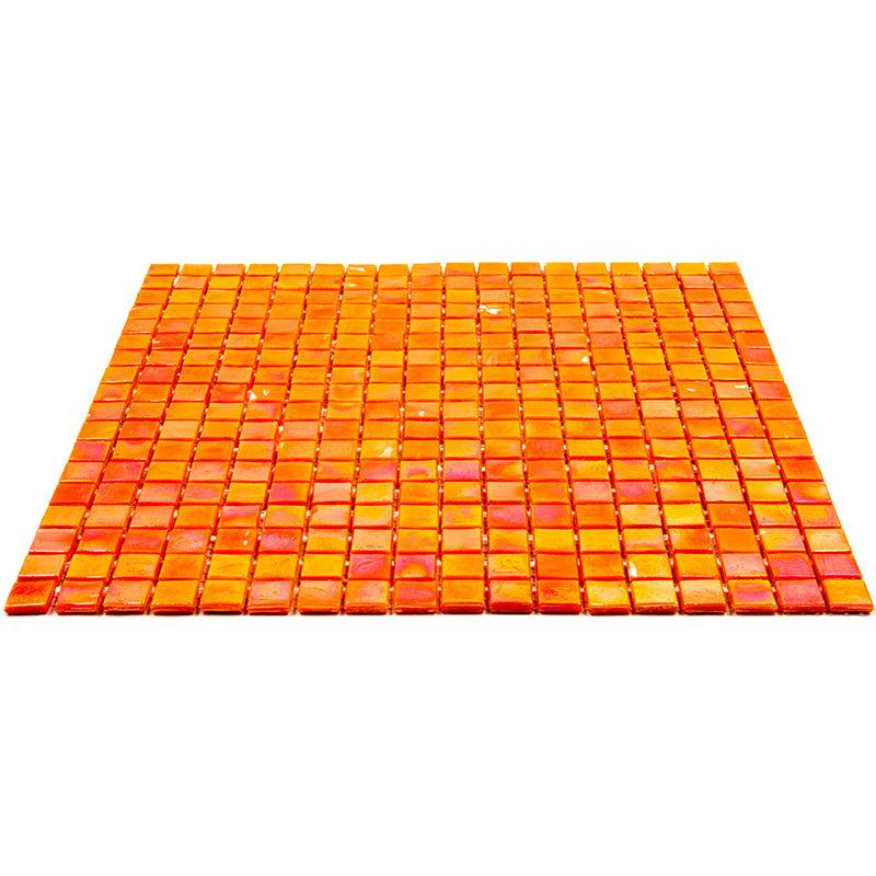 Pearlescent Orange Cream Squares Glass Pool Tile | Elegant Wall, Backsplash