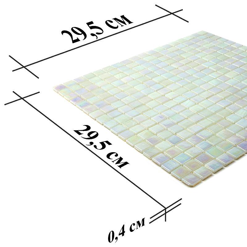 Pearlescent White Squares Glass Pool Tile | Elegant Wall, Backsplash