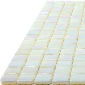 Pearlescent White Squares Glass Pool Tile | Elegant Wall, Backsplash