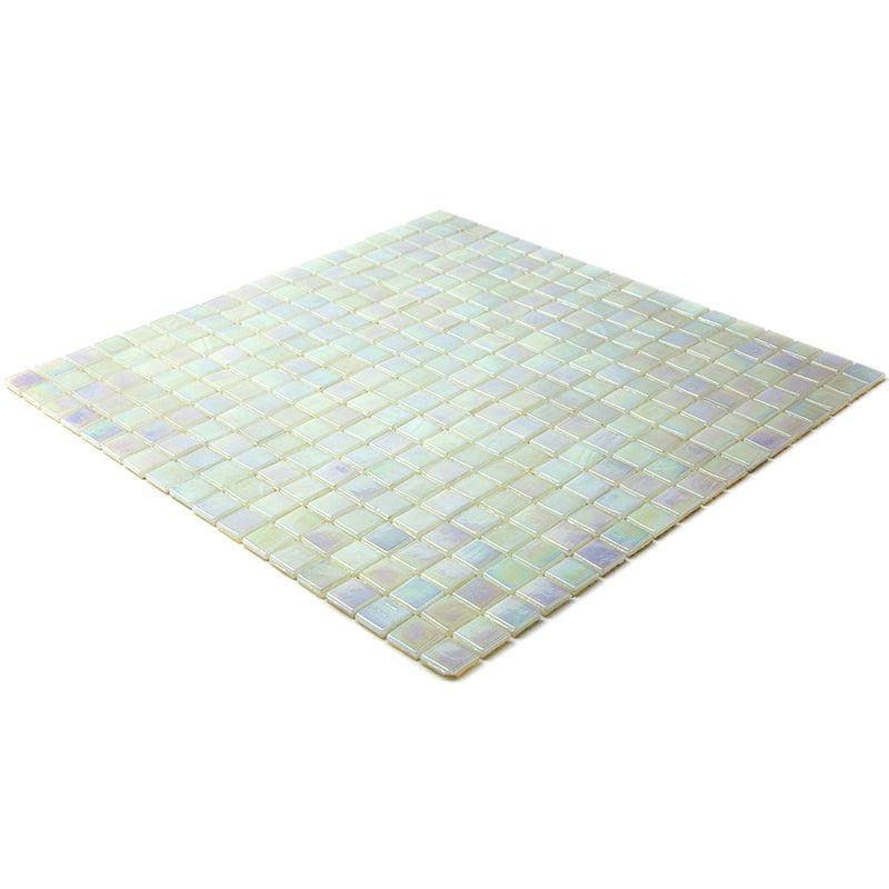 Pearlescent White Squares Glass Pool Tile