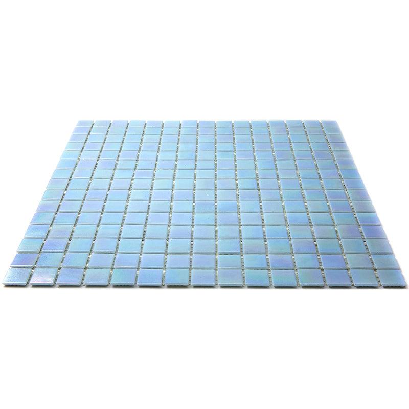 Pearly Powder Blue Squares Glass Pool Tile | Elegant Wall, Backsplash