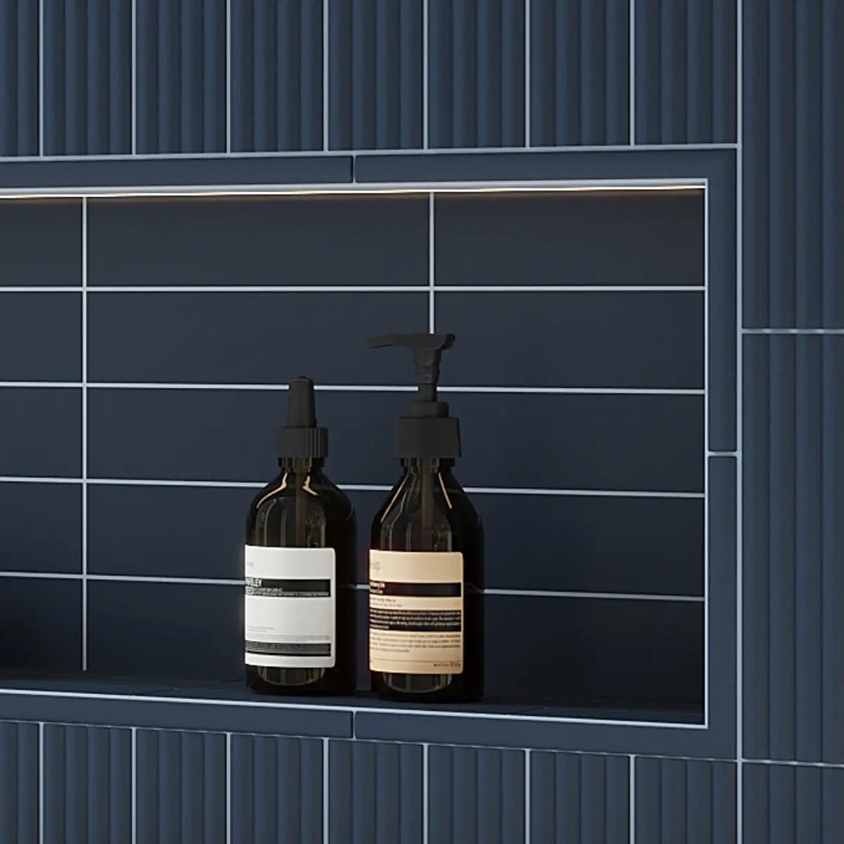 Groove Navy Pencil Matte Ceramic Tile Trim | Pencil Tile Edge