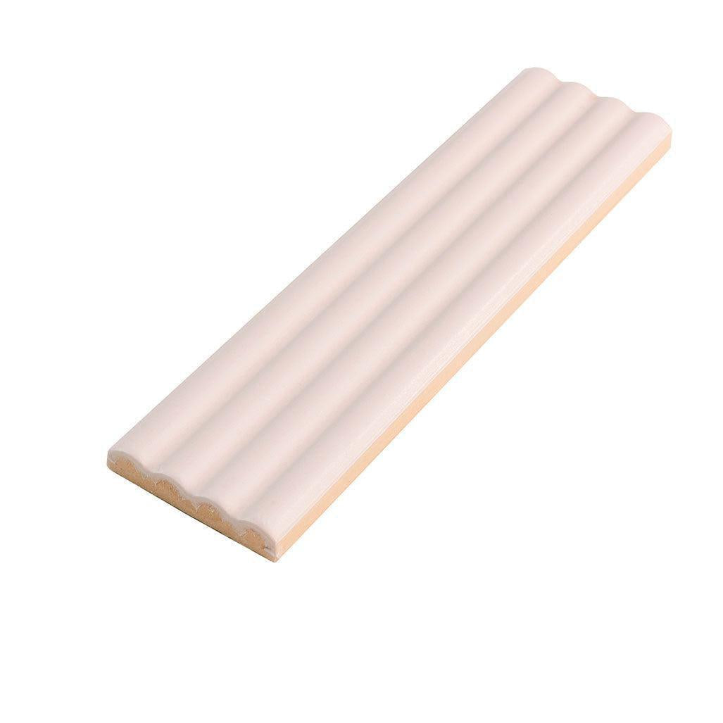Groove Pink Deco Matte Ceramic Subway Tile | Tile Club