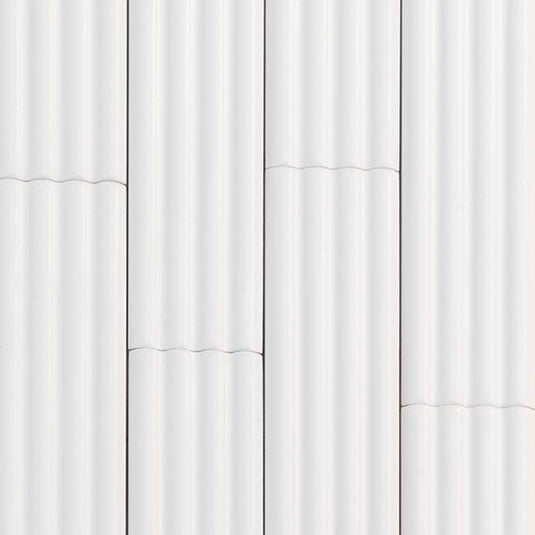 Groove White Deco Matte Ceramic Subway Tile | Textured Wall Tile