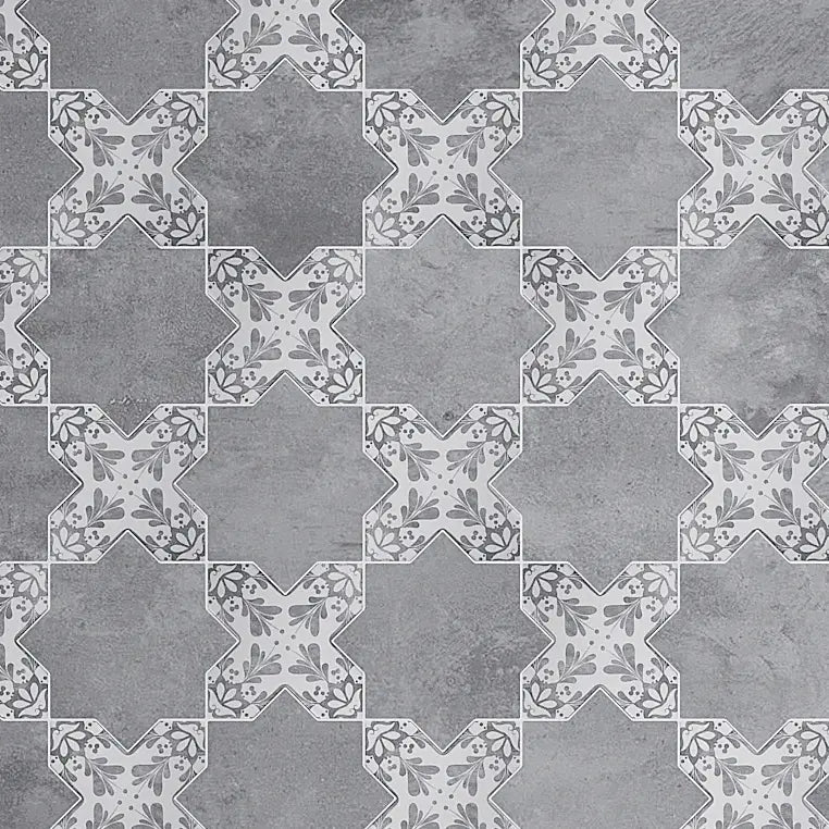 Santa Barbara Smoke Gray Decorative Cross | Star and Cross Pattern Tile