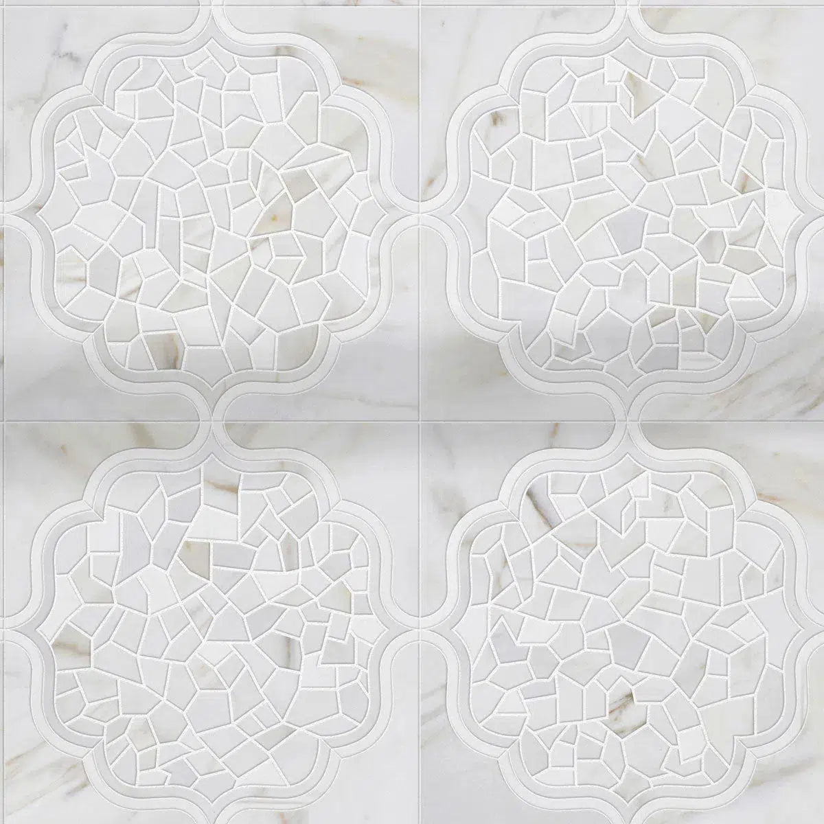 Santorini Medallion White Marble Mosaic Tile | Tile Club