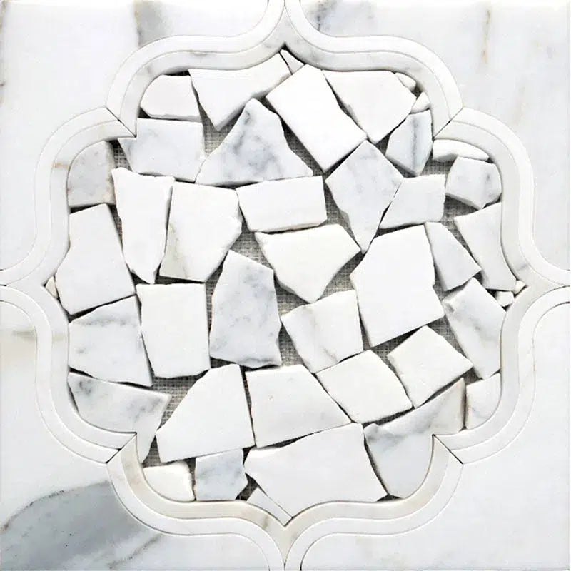 Santorini Medallion White Marble Mosaic Tile | Tile Club