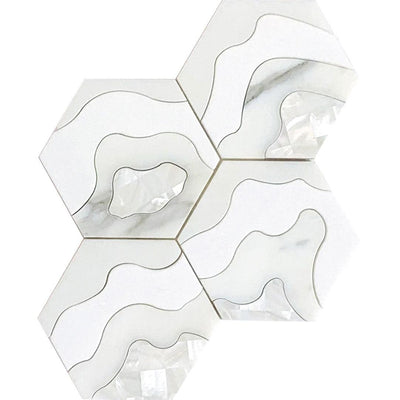 Santorini Shell Wave Marble Mosaic Tile | Tile Club