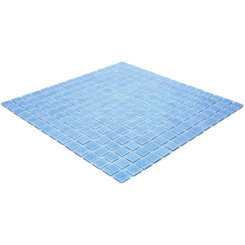 Speckled Periwinkle Blue Squares Glass Pool Tile