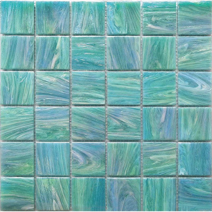 Mermaid Lagoon Mixed Squares Glass Pool Tile Sample 2"