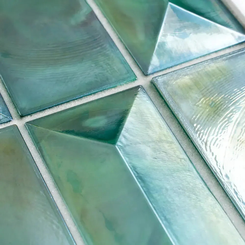 Prism Jade Beveled Brick Cast Glass Mosaic Tile