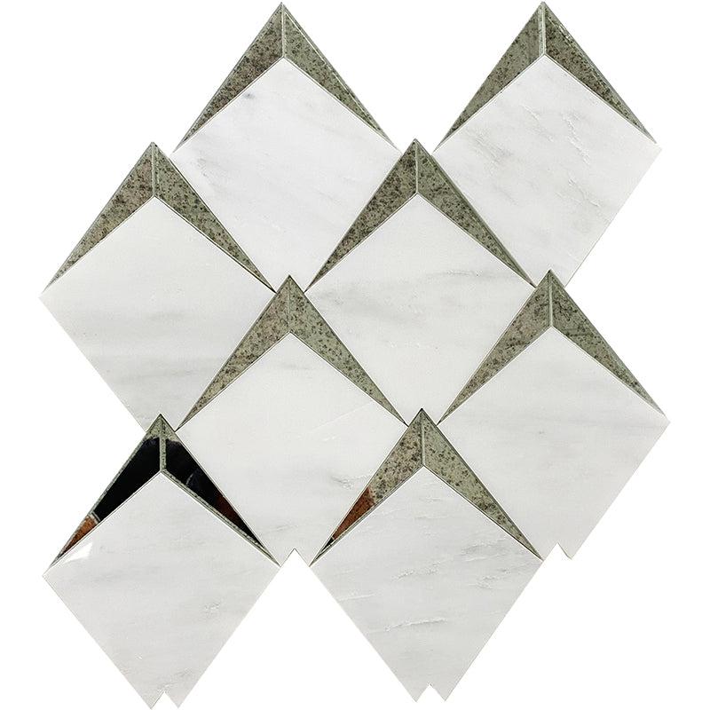 Arrowhead Antique Mirror Glass Marble Mosaic Tile | Tile Club