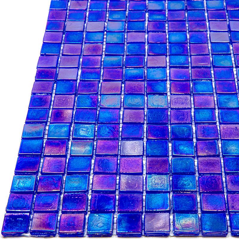 Iridescent Blue Glass Mosaic Tile | Colorful Shower, Backsplash